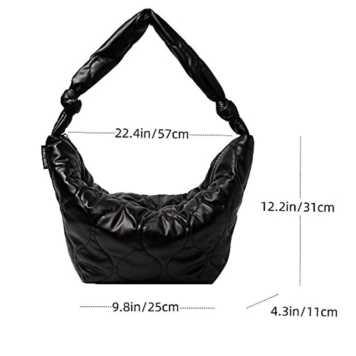 Puffer Tote Bag Quilted Handbags Puffy Crossbody Purse Large Luxury Bags for Women (Black-Cloth)