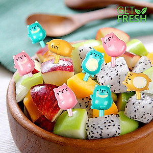 GET FRESH Animal Food Picks for Kids – 18-pcs Cat Food Picks for Toddlers Lunch Decoration – Cute Cat Bento Toothpicks for Children – Reusable Kids Foods Picks Toothpicks Set for Bento Deco