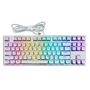 SUPUR NEWLING Wired Gaming Keyboard, RGB Backlit USB Rechargeable Ergonomic Design, TKL Mechanical Keyboard Red Switch Keyboards for Mac/Laptop Window 7/8/10 (White, 87 Keys)