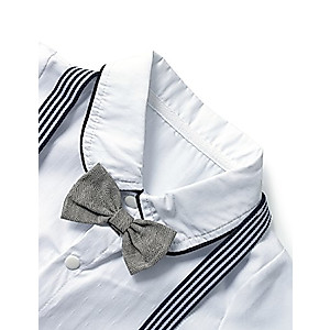 HeMarIsle HMD Baby Boy Gentleman White Shirt Bowtie Tuxedo Onesie Jumpsuit Overall Romper（0-18M） … (A Grey, 70(3-6 Month))