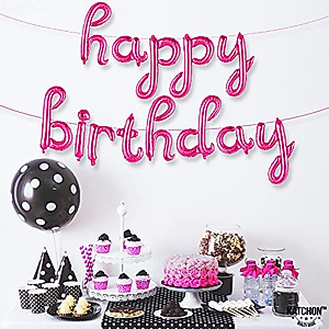 KatchOn, Pink Happy Birthday Balloon Banner - 16 Inch | Happy Birthday Balloons Letters, Hot Pink Birthday Decorations | Hot Pink Happy Birthday Banner, Pink Party Decorations | Pink Birthday Banner