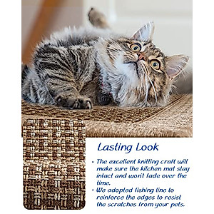 MontVoo Kitchen Rugs and Mats for Floor, Washable Non-Skid Runner Rug, Absorbent Twill Standing Mat for Sink, Brown