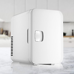 Mini Fridge,small refrigerator,4 Liter/6 Can AC/DC Portable Thermoelectric Cooler Refrigerators for Skincare, Beverage, Home, Office and Car (White)
