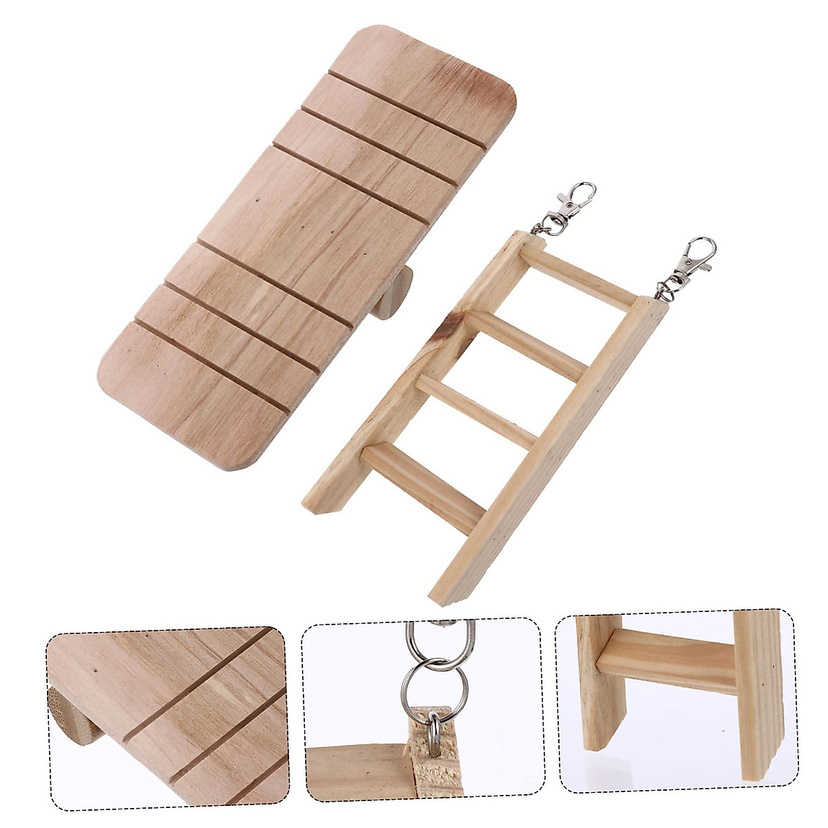 FRCOLOR 2pcs Pet Teething Products Small Animals Ladder Bird Hamster Cage Toys Rat Hideout Toy Climbing Toys Small Animal Toys Guinea Pig Chewing Rat Bridge Wooden Teething Supplies