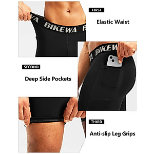 Men's 4D Padded Bike Shorts Cycling Underwear Biking Bicycle Road Riding Cycle Biker Padding Shorts for Men Side Pockets(Black,XL)