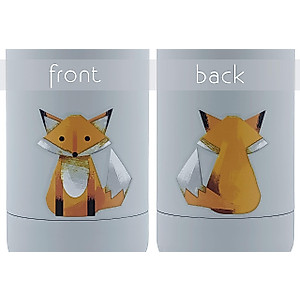 smållo | Water Bottle with Cute Fox Design | Stainless Steel | Double Wall Insulated | Grey | 17oz