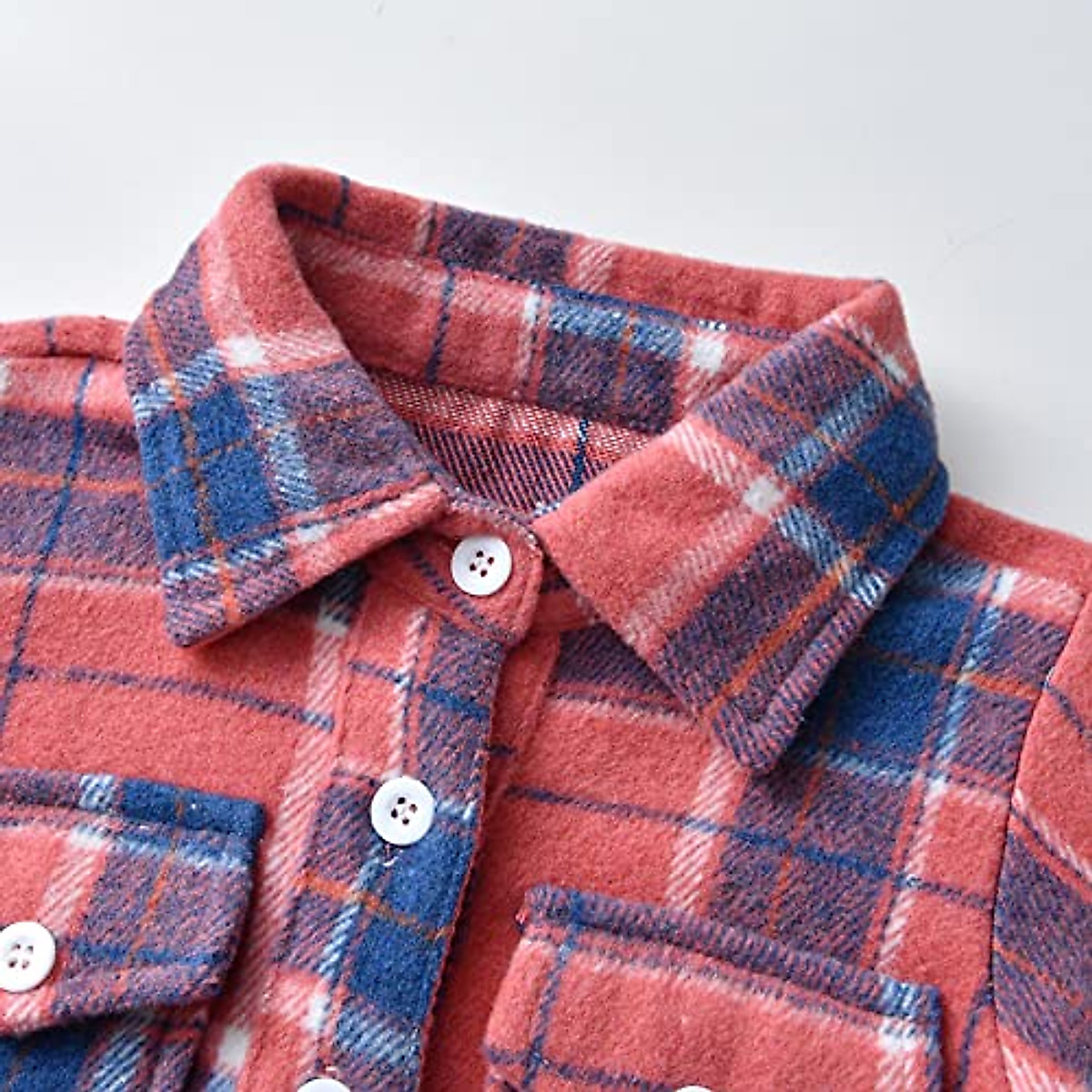 Buy Again My Orders Plaid Shirts for Girls Toddler Baby Boys Girls Flannel Plaid Shirt Long Sleeve Lepel Button Down Back Letters Print Shacket Coat Top