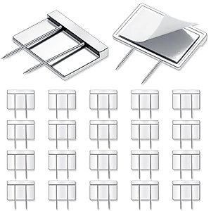 Amylove 20 Pcs Silver Cubicle Pins Partition Long Push Pins Fabric Clips Cubicle Name Plate Holders for Office Furniture Corkboard Fabric Mounting