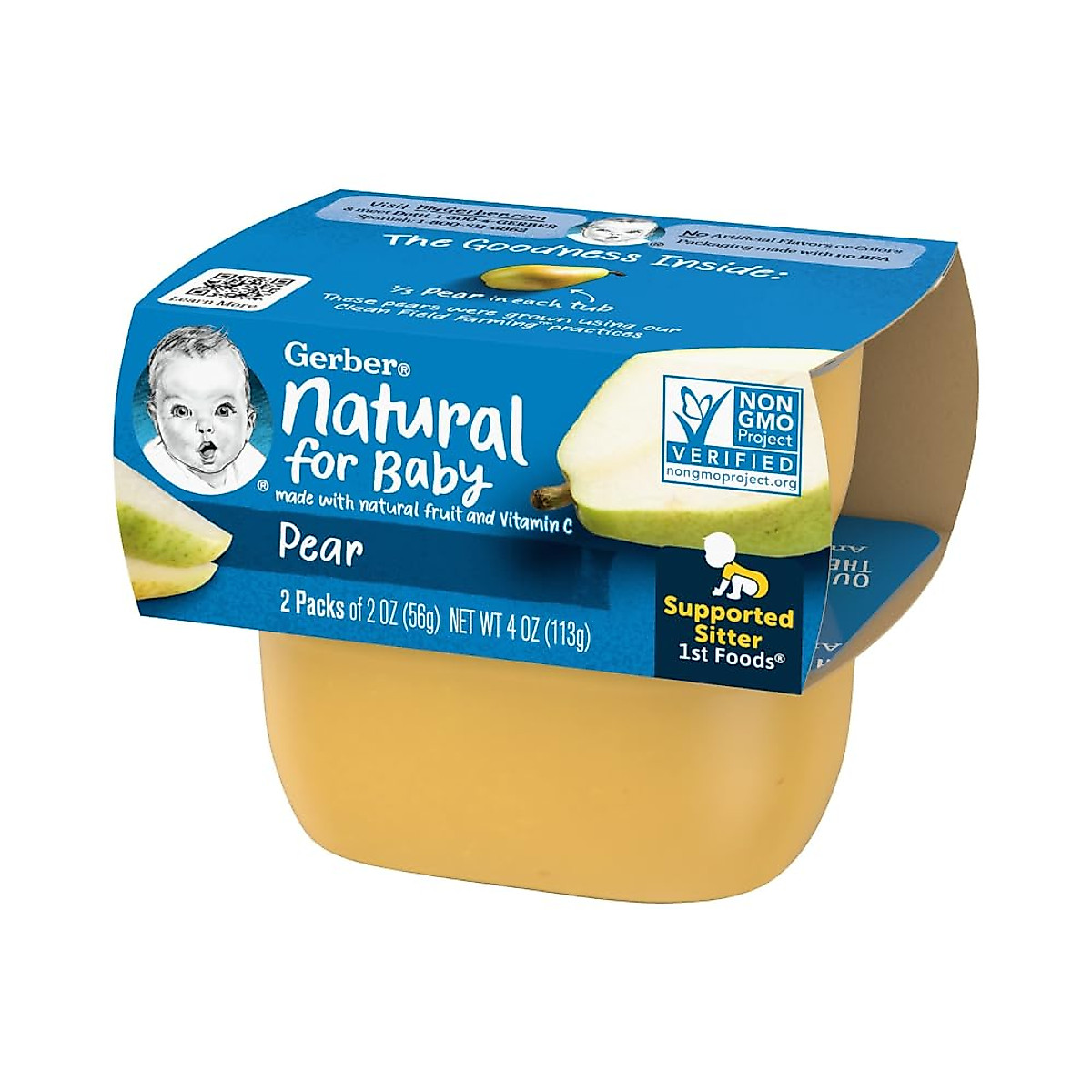 Gerber 1st Foods Pears, 2.5 Ounce Tubs, 2 Count (Pack of 8)