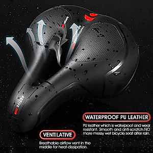 GREAN Comfortable Seat Cushion for Men Women with Dual Shock Absorbing Ball Memory Foam Waterproof Wide Bicycle Saddle Fit for Stationary/Exercise/Indoor/Mountain/Road Bikes