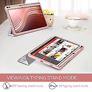 SURITCH Leather Case for Samsung Galaxy Tab S6 Lite 10.4-inch 2024/2022/2020, Built in Screen Protector Slim Fit Smart Full Body Cover with Magnetic Trifold Stand Auto Sleep/Wake, S-Pen Holder,Marble