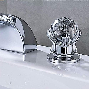 Kitchen Taps Chrome Bath Basin Faucet Hot Cold Mixer Faucet Three Holes Two Handle Mixers Tap Deck Mount Crystal Handle