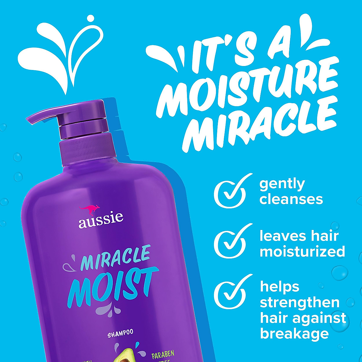 Aussie Paraben-Free Miracle Moist Shampoo with Avocado & Jojoba for Dry Hair, 30.4 Fluid Ounce, (Pack of 4)