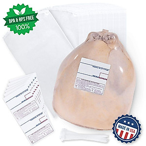 Poultry Shrink Bags (10x18) 100ct + Zip Ties and Labels, BPA/BPS Free, 3MIL, MADE IN USA
