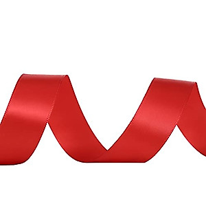 KSRIGHT 1 inch ( 2.54cm Wide)Double Face Red Ribbon 25 Yards for Gift Wrapping,Wedding Decoration, Bows Making , Sewing, DIY Crafts