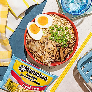 Maruchan Ramen Less Sodium Beef, Instant Ramen Noodles, Ready to Eat Meals, 3 Oz, 24 Count
