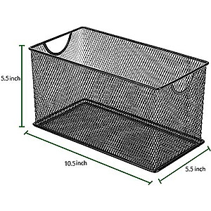 GOLDORCLE Set of 3 Household Wire Mesh Metal Steel Storage Basket Organizer CD Storage Boxes Organizer Bin Container Tote with Handles for Home Office 10.5" x 5.5" x 5.5"