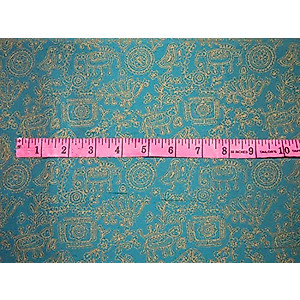 100% Silk Dupion Fabric Blue with Gold Print 40" 27mm DupPr40[1]