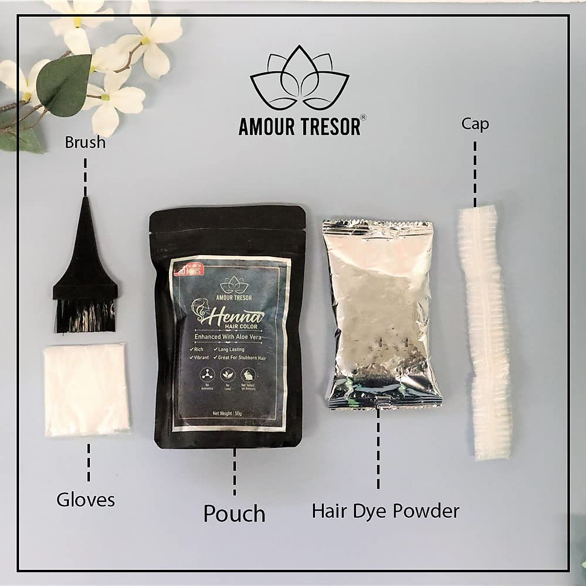 Amour Tresor 30 Minute Henna Hair Color Infused with Goodness of Herbs. Ammonia Free Hair Dye (Pack of 1, Blonde)