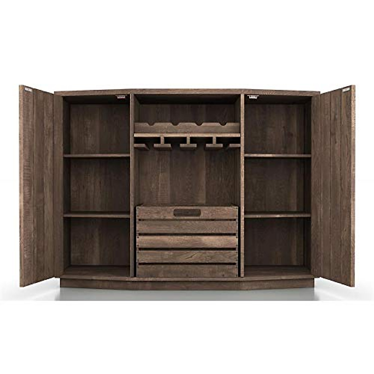 Furniture of America Layfield Wood Multi-Storage Buffet in Reclaimed Oak
