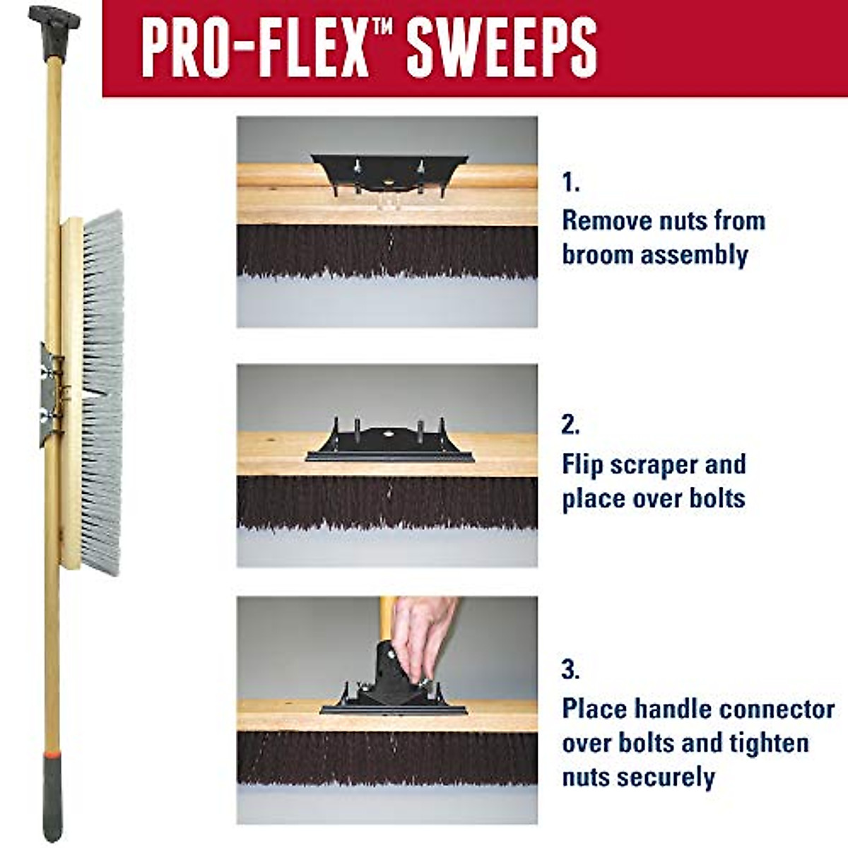 Weiler 44606 Pro-Flex 24" Block Size, Stiff Blue Polypropylene Fill, Sweep