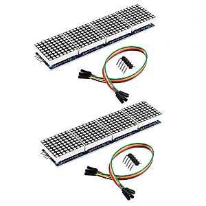 Organizer 2pcs MAX7219 Dot Matrix Module for Arduino Microcontroller 4 in 1 Display with 5pin Line (Green)