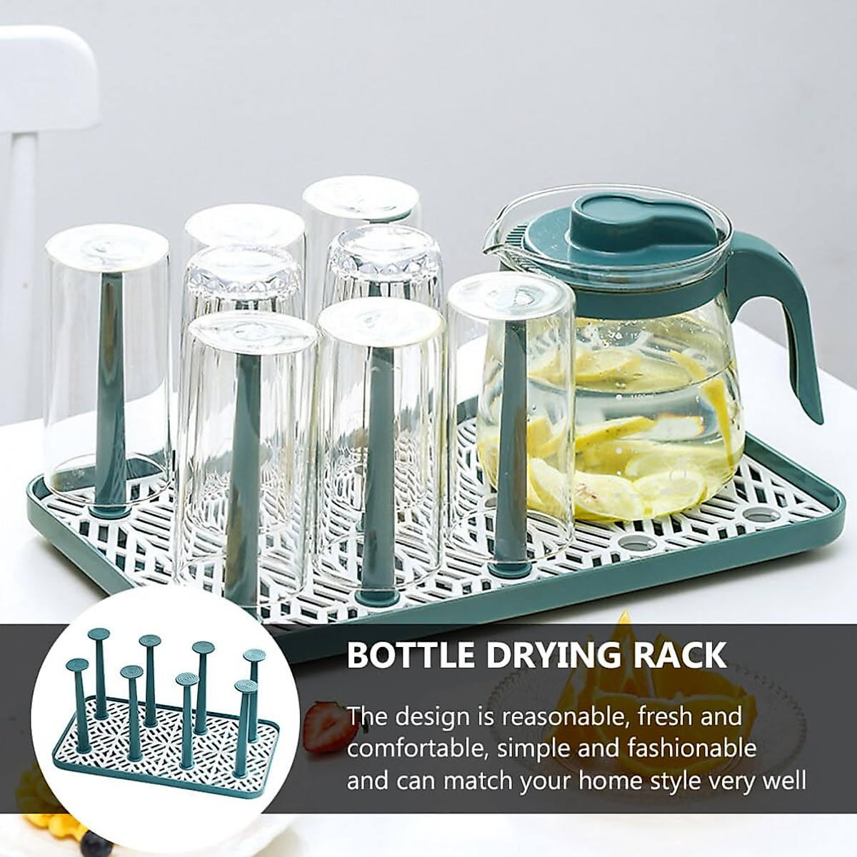 Veemoon Dishes Drying Rack Cup Drain Tray Mug Drainboard: Glass Drying Tray Mug Drain Board Wine Glasses Holder Drainer Shelf for Home Living Room Kitchen Multifunctional Shelf Glass Coffee Cup