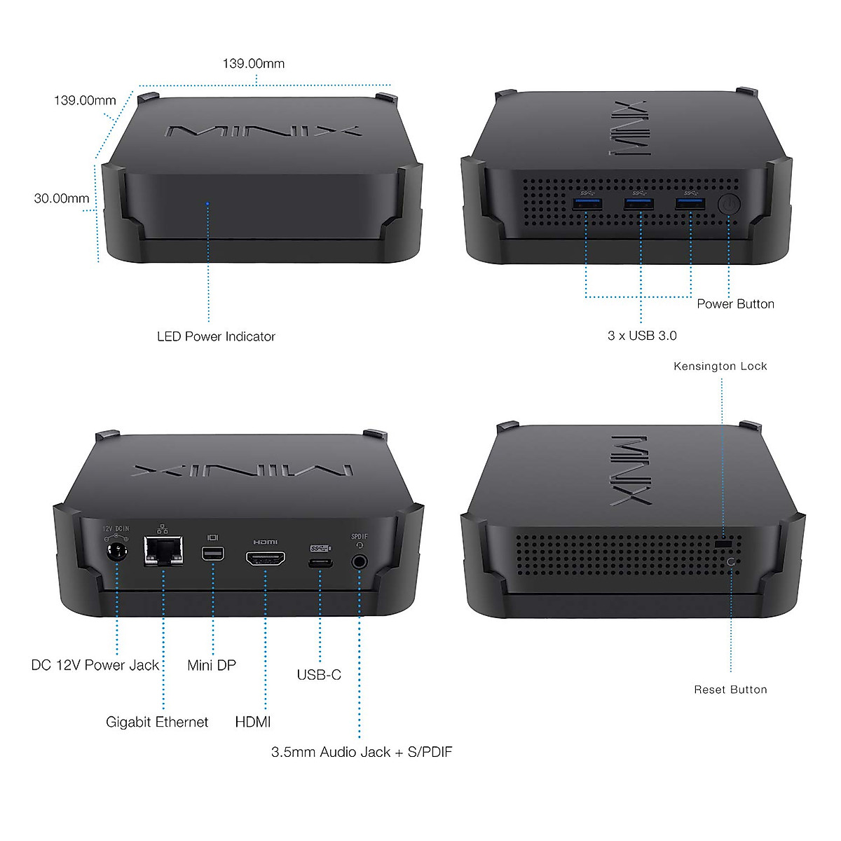 MINIX NEO J50C-8SE, 8GB/240GB Intel Pentium Silver Mini PC with Windows 11 Pro (64-bit) [Dual-Band Wi-Fi/Gigabit Ethernet/4K @ 60Hz/Triple Display/USB-C/Auto Power On/Vesa Mount]