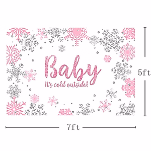 MEHOFOND Winter Girl Baby Shower Photo Background Props Snowflakes Purple and Silver Backdrops Party Decoration Baby It's Cold Outside Photo Photo Banner for Dessert Table Supplies 7x5ft