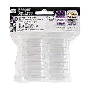 The Beadsmith Personality Case – 2 Clear Square Stacker Jar Set – Each Stack Measures 1.25 x 2.3 inches - Total 10 Jars and 2 lids, for Storage of Small Items, Crafts, Jewelry, Hardware