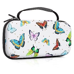 Butterfly Nintendo Switch Case, Nintendo Switch OLED Case, Nintendo Switch Carrying Case for Girls Boys, Protective Hard Shell Portable Swtich Case for Nintendo Switch Console & Accessories, White