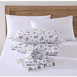 Eddie Bauer - Queen Sheet Set, Warm Breathable Cotton Flannel Bedding with Deep Pockets, Brushed for Extra Softness, Cozy Home Decor, Oeko-Tex Certified (Woodlands Friends, Queen)