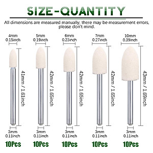 Keadic 100pcs Multifunctional Wool Felt Polishing Bits Mandrel Mounted Grinding Buffing Accessories Attachment Set - 1/8 Inch Shank