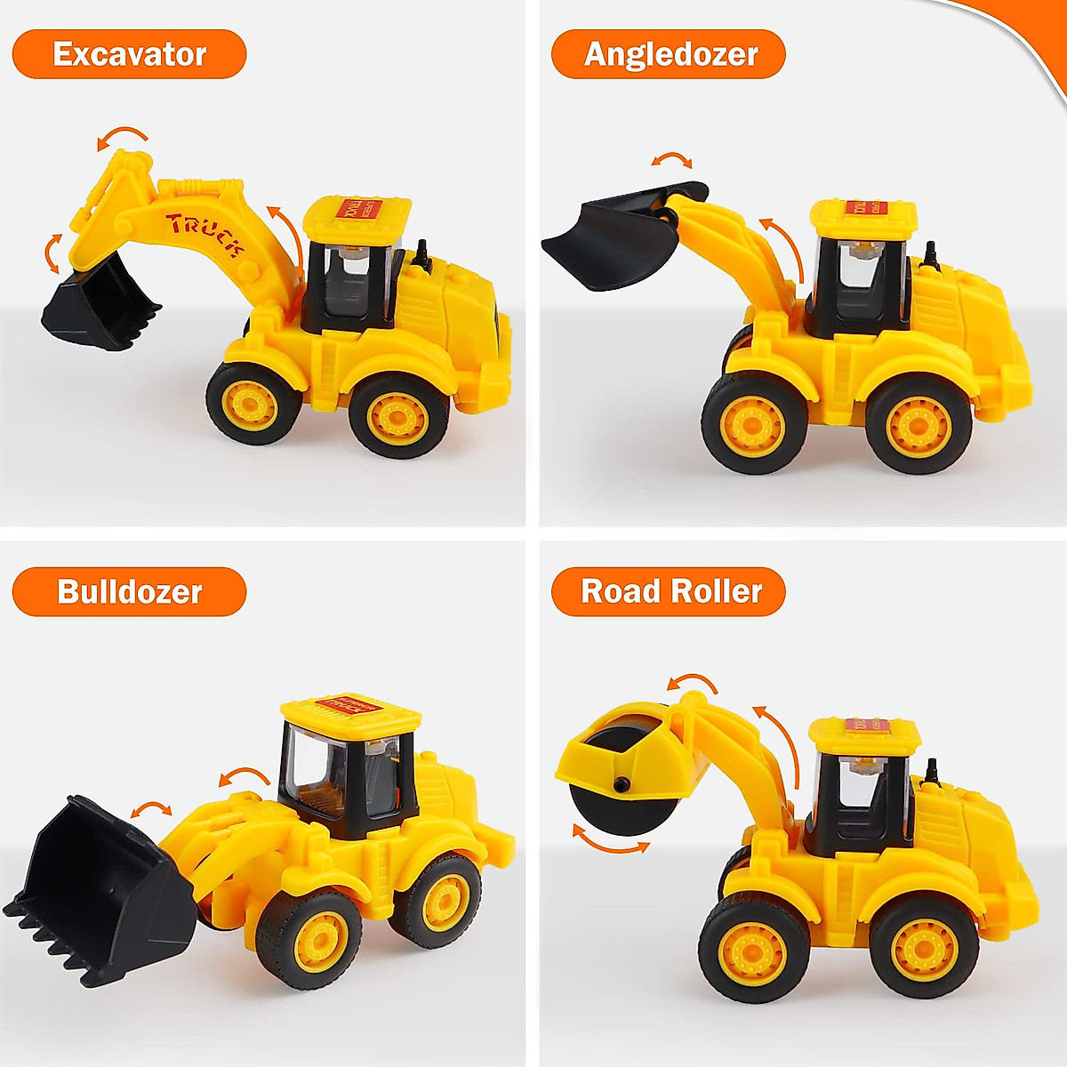 aotipol Construction Toy Trucks for 3-6 Year Old Boys & Girls, 5 in 1 Toy Cars with Light and Sound, Friction Power Play Vehicles, Gift Toys for Kids and Toddlers Ages 3-6