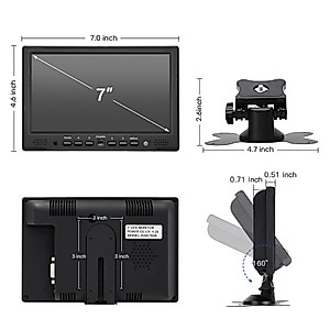 OSCY 7 Inch Small Monitor 1024x600 Mini Monitor, HDMI VGA AV Tiny Monitor