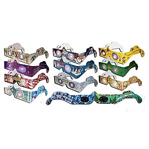 Zymise HolidayEyes(R) Christmas 3D Glasses Christmas Glasses 11 Pair Variety Pack - See Santa, Snowman, Reindeer, Candy Canes, Elves, etc, and 1 Christmas/New Years Fireworks Glasses - All Folded