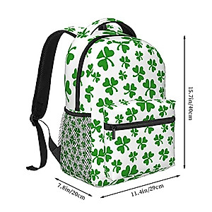Qurdtt St.Patrick's Day Backpack, Fashion Irish Shamrock Laptop Backpack Shoulder Bag for Men Women