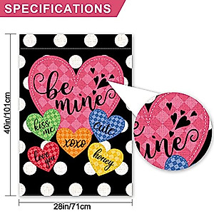 Valentine Garden Flags 28 x 40 Inch Burlap Double Sided House Garden Flag for Outdoor Lawn Yard Holiday Spring Seasonal Flags for Outdoor Decorations, Couple Love Banner Party Decorations House Flag