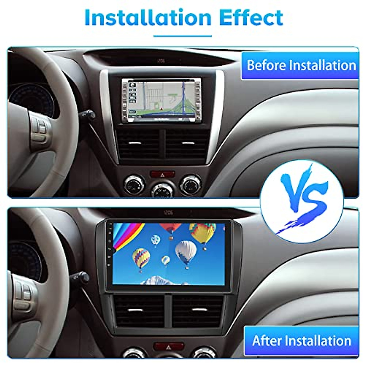 Roinvou 2+32G Android Double Din Car Stereo for Subaru Forester 2008 09 10 11 12 9'' 1080P HD Touch Screen Wireless Carplay Android Auto GPS WiFi Bluetooth Hi-Fi FM RDS Backup Camera External Mic