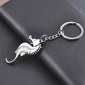 ARFUKA Bottle Opener Keychain Metal 3D Seahorse Pendant Beer Opener Beverage Soda Beer Bartender Bottle Opener Keyring Christmas Birthday Gift for Men and Women Silver