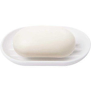 Umbra Touch Dish for Bathroom-Contemporary, Practical Molded Oval Soap Bar Holder for Bath Sink-Nicely Fits Into Amenity Tray-Easy to Clean, Highly Durable, 13 x 9 x 2 cm, White