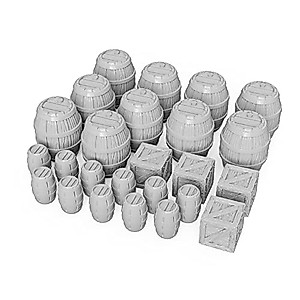 3DEGOS Barrels and Crates Set DND Terrain 28mm for Dungeons and Dragons, D&D, Pathfinder, Warhammer 40k, RPG, Miniatures, Age of Sigmar, Tabletop, D and D, Dungeons and Dragons Gifts