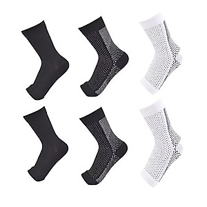 hwojjha 6 pairs Soother Socks Anti-Fatigue Compression Foot Sleeve Brace Sock - Instant Foot & Ankle Pain Relief (set C, L/XL)