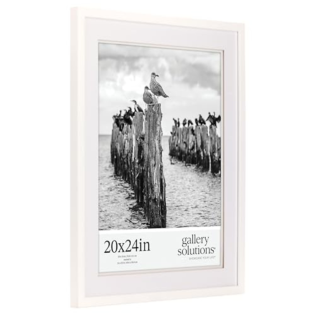 Gallery Solutions - 20"x24" White Frame - Double White Mat - Wall/Tabletop Display - Perfect Fit for 16"x20" Photos - Versatile Mounting Options - Rectangular Tabletop - Poster Frame