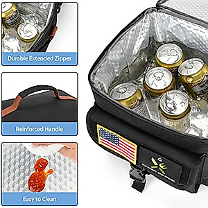 LOKASS Tactical Lunch Box for Men,16L, Double Deck Expandable Insulated Lunch box For Adults/Women Thermal Large Waterproof Leakproof Cooler Bag with Shoulder Strap,Black (Black)