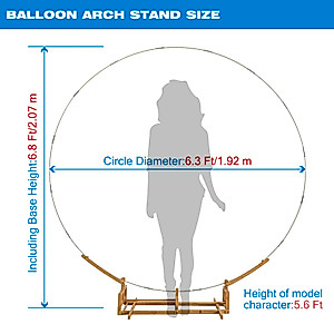 6.3Ft Round Balloon Arch Kit,Light-Duty Circle Balloon Arch Stand with Bamboo Frame Base,Large Round Backdrop Stand for Wedding Birthday Baby Shower Halloween Party Arch Decorations