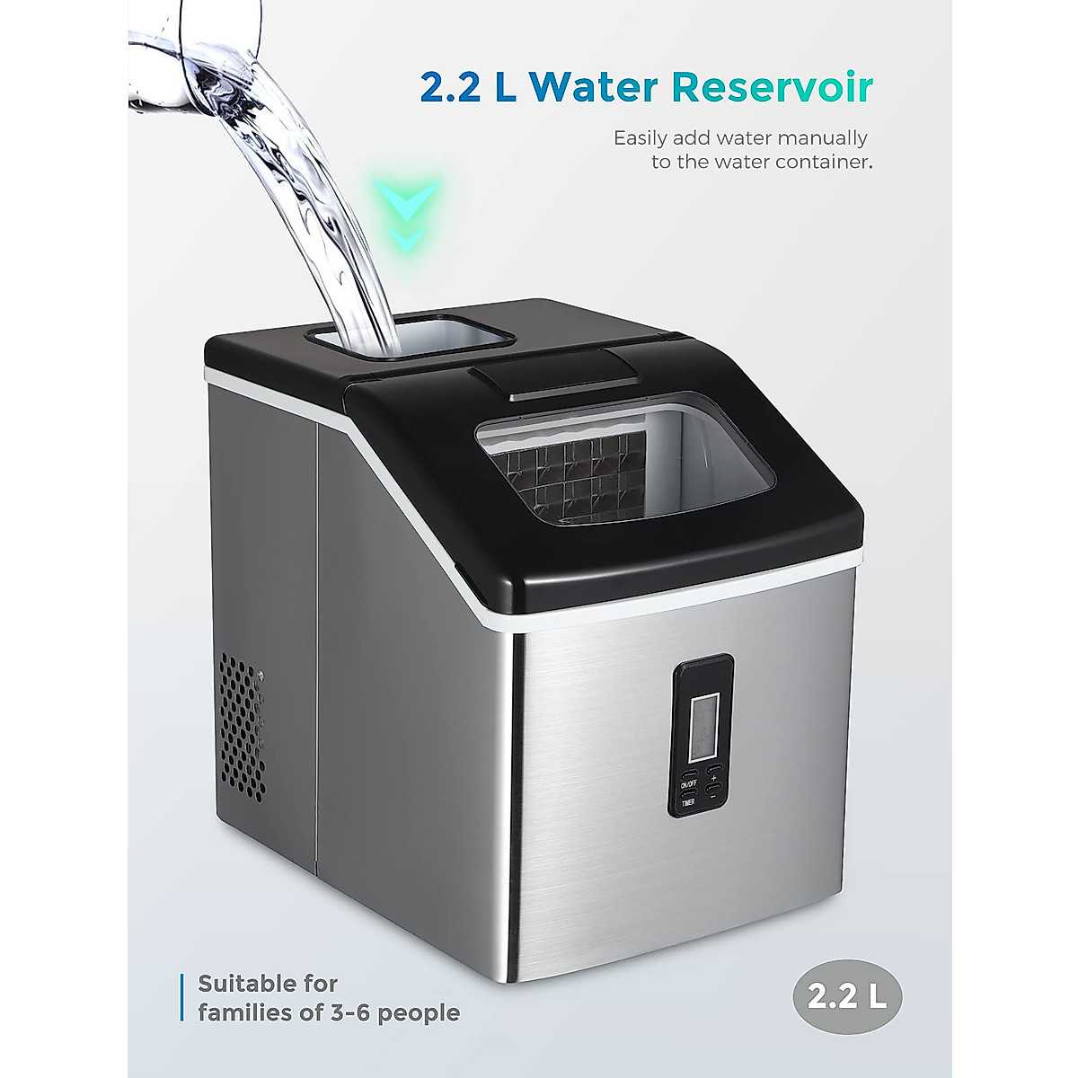 SOUKOO Ice Maker Countertop with 40lbs/Day (18F)…