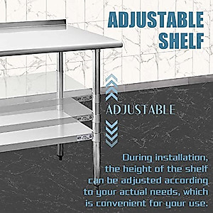 Hally Stainless Steel Table with Double Overshelf for Prep & Work 24 x 48 Inches, NSF Commercial Heavy Duty Table with Undershelf and Backsplash for Restaurant, Home and Hotel