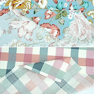 Mililanyo 7 Pieces Cotton Fabric 18 x 22 Inches Precut Patchwork Fabric Set Fat Quarter Bundles for Sewing Quilting Crafting (Peony Lily)