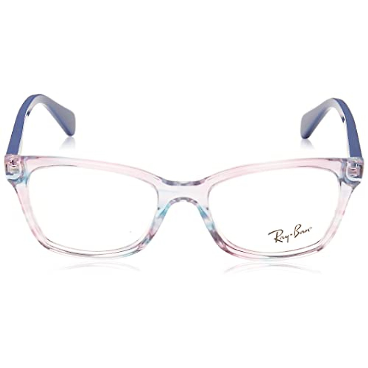 Ray-Ban Junior Girls' RY1591 Square Prescription Eyeglass Frames, Violet Striped Multicolor/Demo Lens, 48 mm